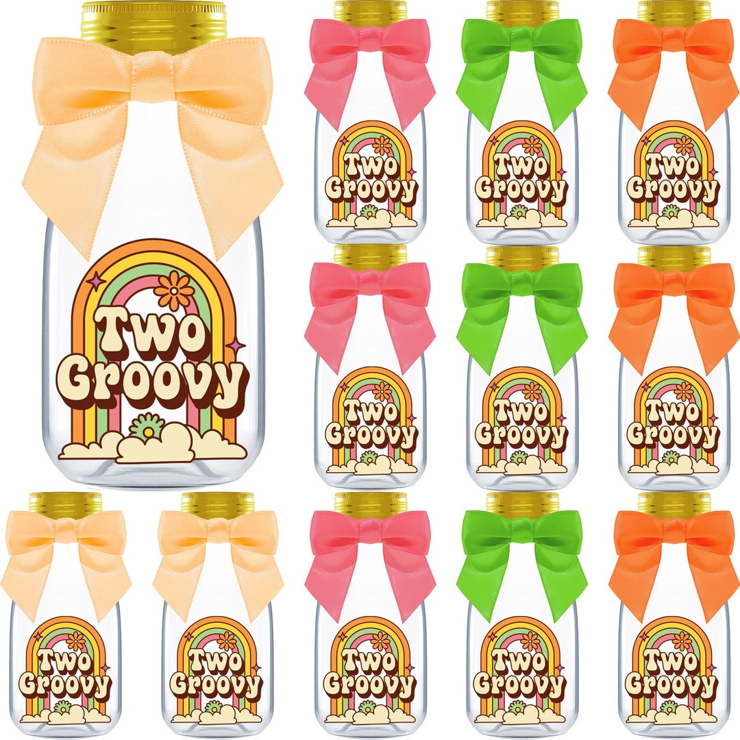 Ethisa 12 Pack Two Groovy Baby Party Favors DIY Candy Jars With Ribbons ...