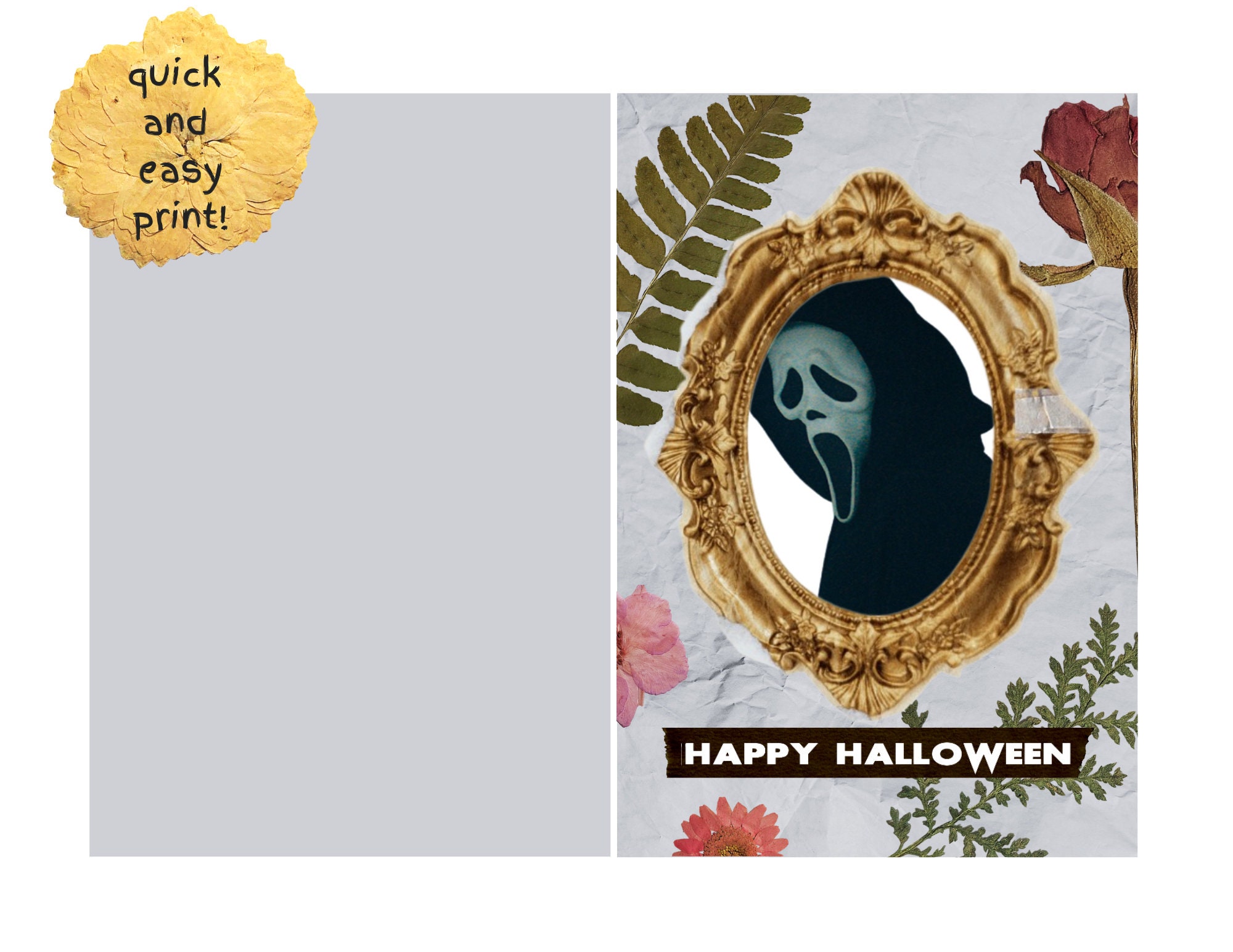 Scream Halloween Printable Greeting Card Instant Digital Download Gift ...