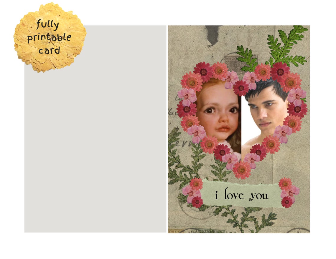 Printable Jacob and Renesmee Twilight Greeting Card Digital Card for ...