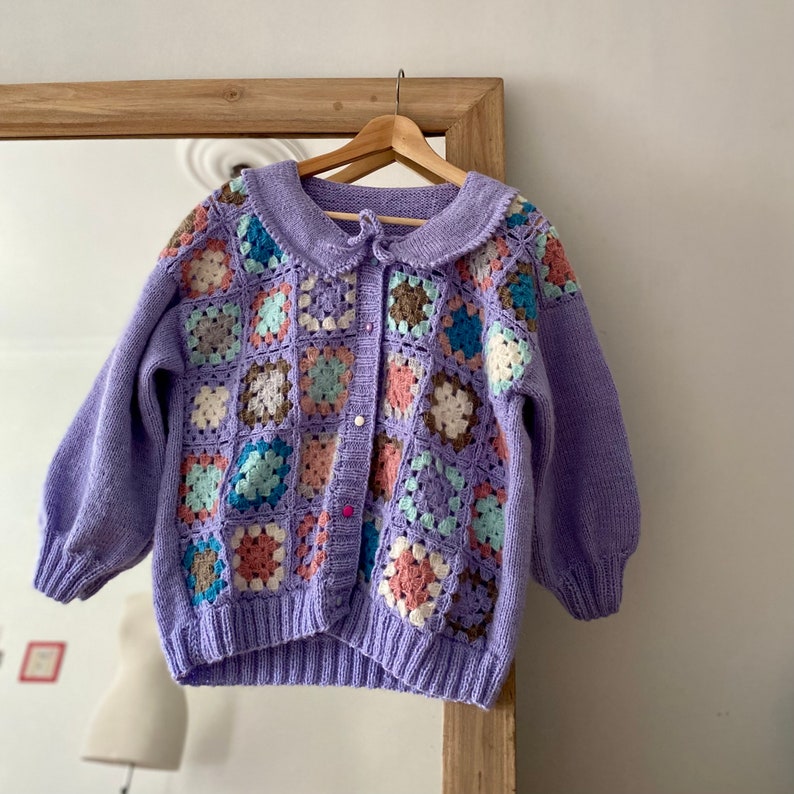 Hey Lyla Crochet and Knit Mix Wool Blend Cardigan Handmade Wool ...
