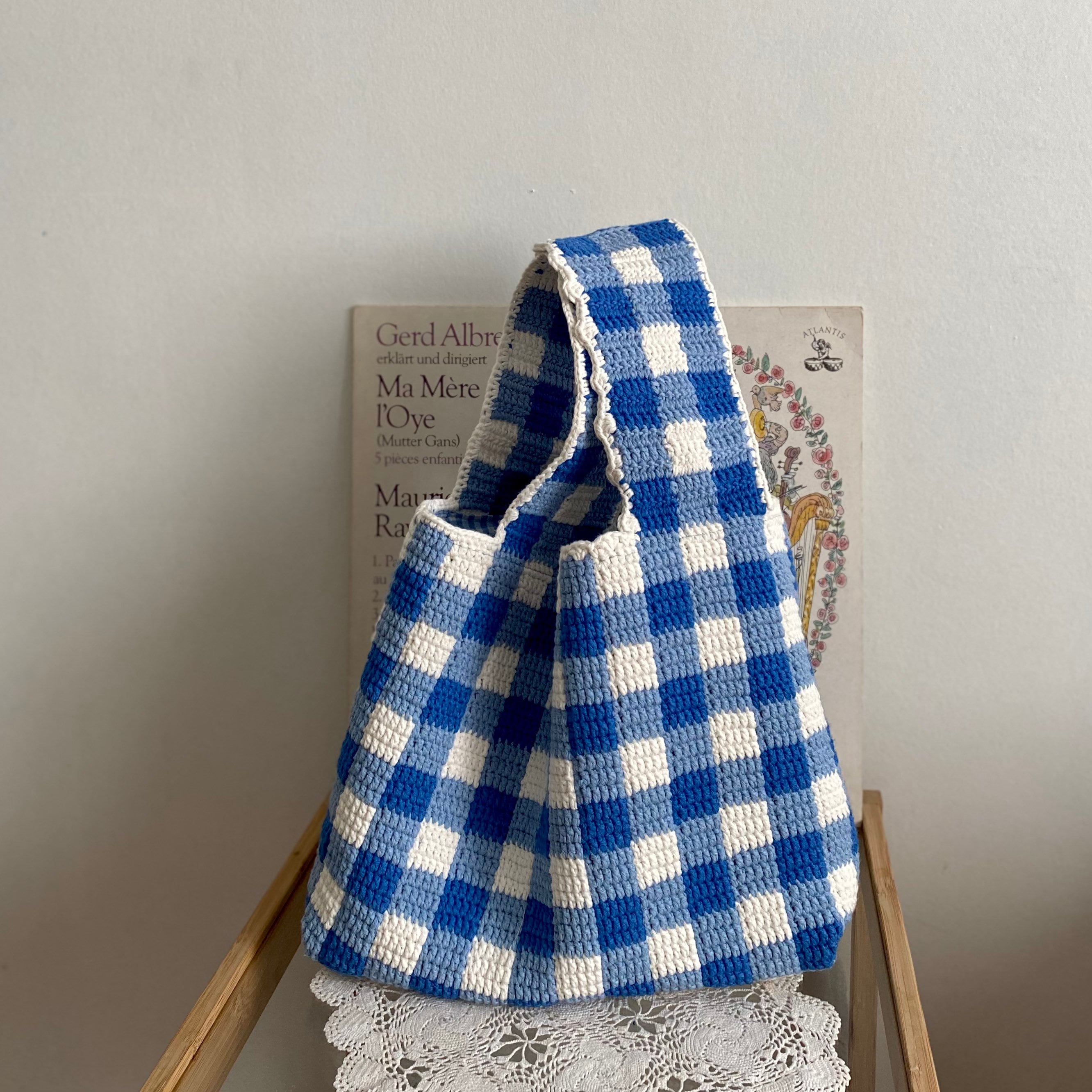 Handmade Crochet Gingham Bag Market Bag Style Gingham - Etsy