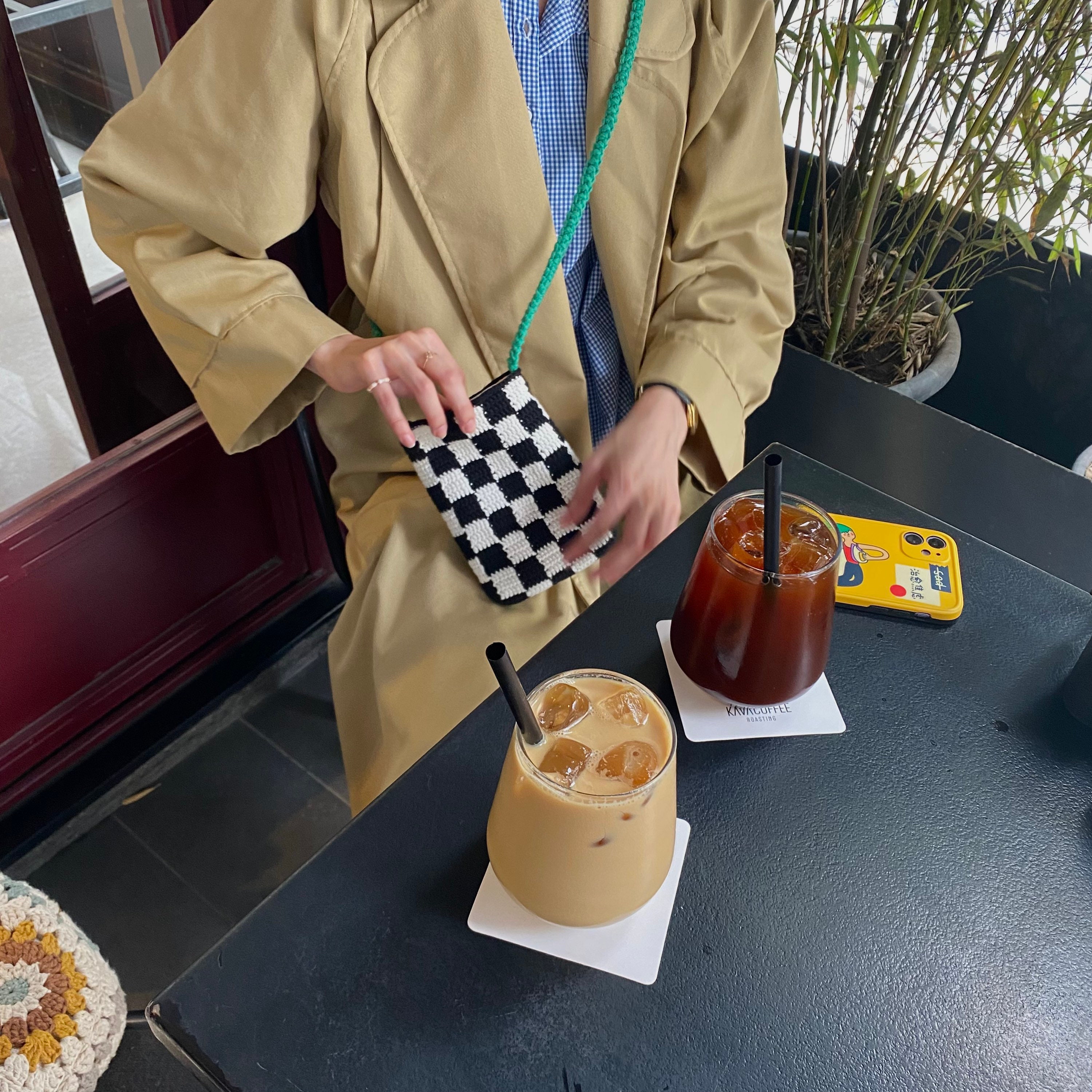 Checkered Mini Bag Checkered Coin Bag Checkered Phone Case Bag - Etsy