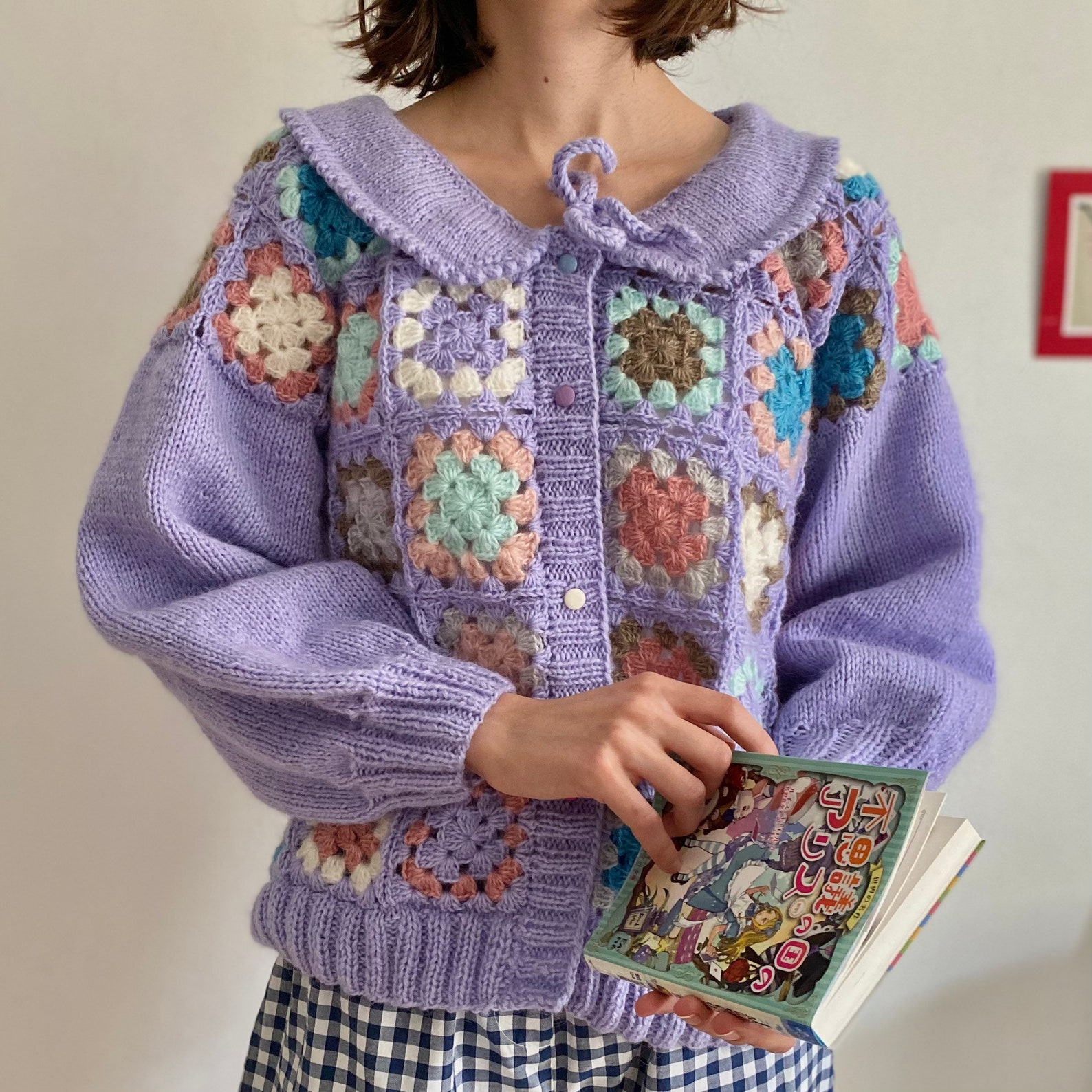 Hey Lyla Crochet and Knit Mix Wool Blend Cardigan Handmade Wool ...