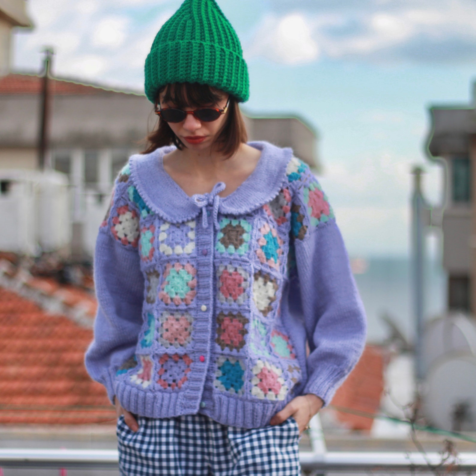 Hey Lyla Crochet and Knit Mix Wool Blend Cardigan Handmade Wool ...