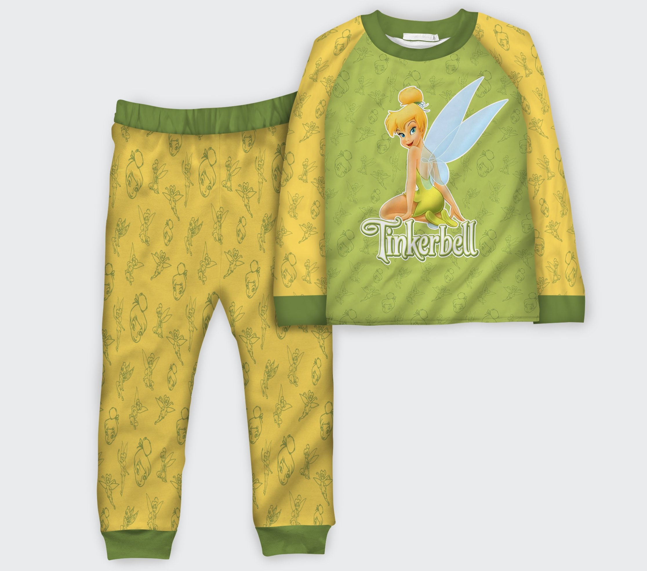 Green Yellow Tinker Bell Disney | Family Matching Pajamas Set sold by ...