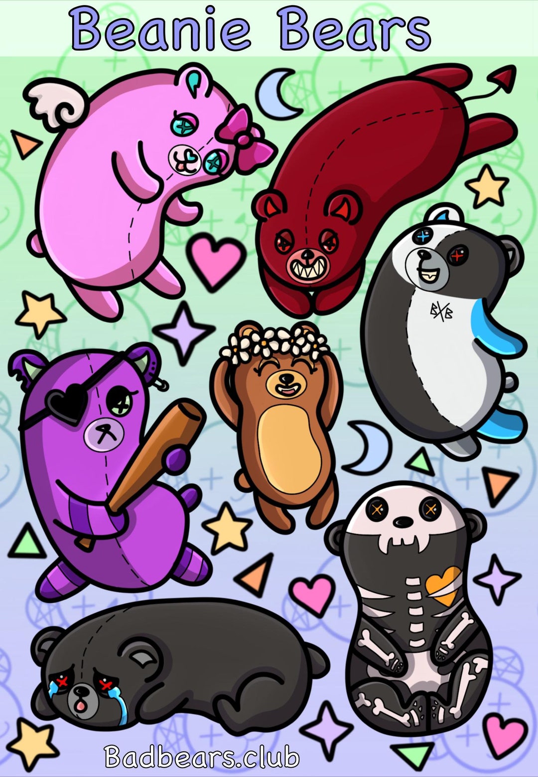 Bean Bears Sticker Sheet - Etsy