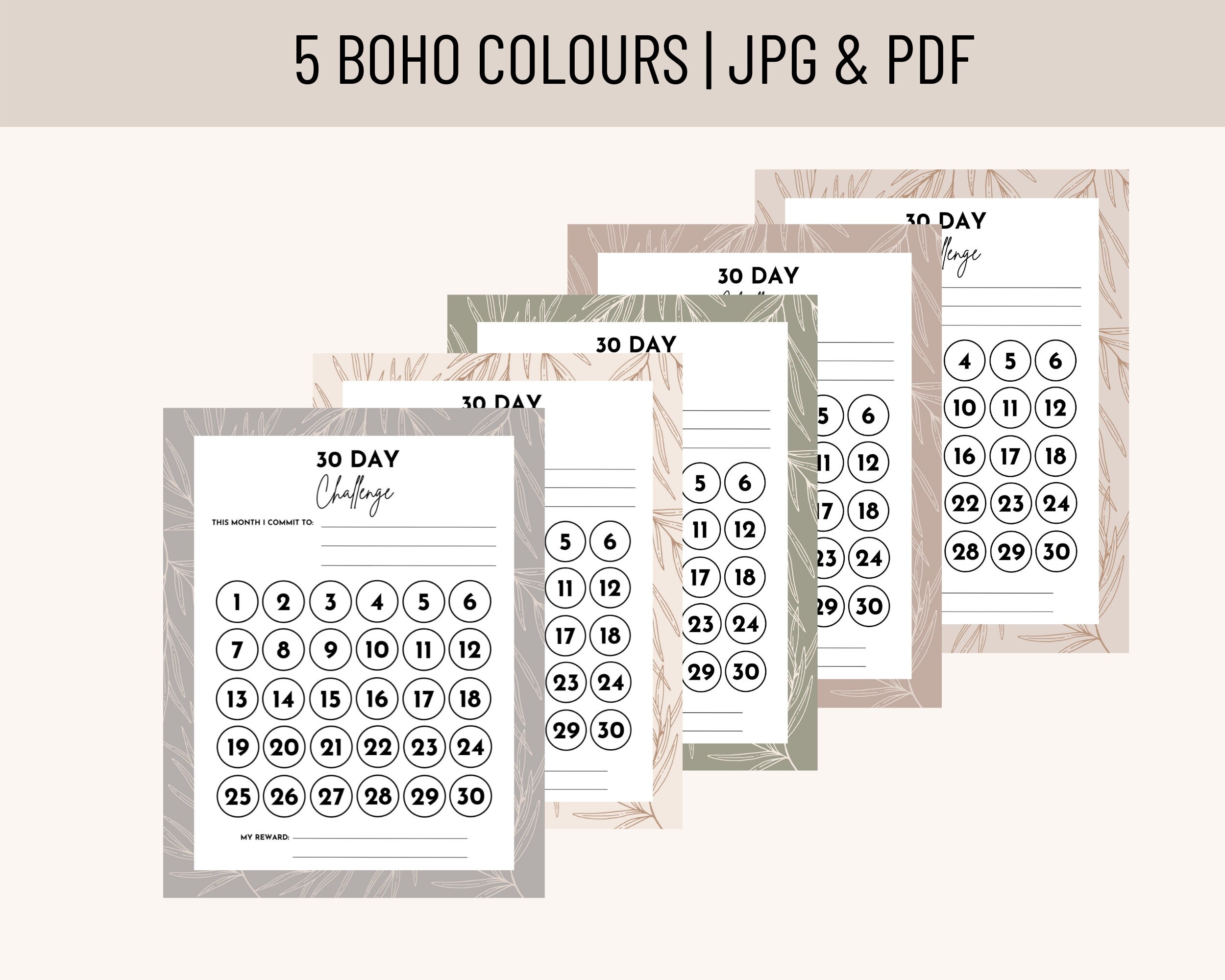 30 DAY CHALLENGE Printable Tracker 30 Day Challenge Habit Tracker 30 ...