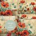 VINTAGE POPPIES Junk Journal Digital Paper, 6 Poppy & Teal Vintage ...