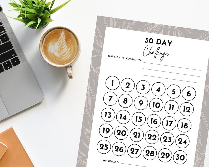 30 DAY CHALLENGE Printable Tracker 30 Day Challenge Habit Tracker 30 ...