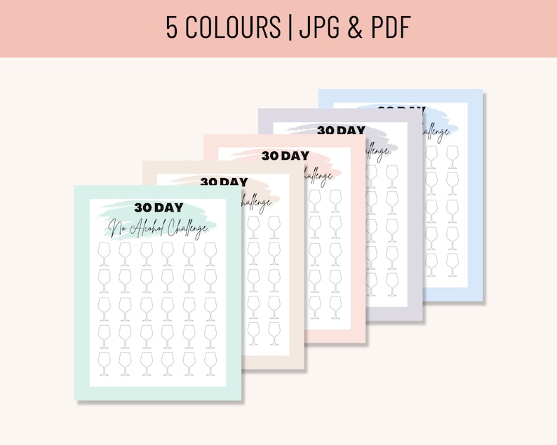 30 DAY NO ALCOHOL Challenge Printable | Alcohol Free Challenge ...