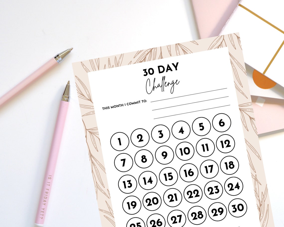 30 DAY CHALLENGE Printable Tracker 30 Day Challenge Habit Tracker 30 ...