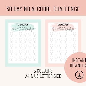 30 DAY NO ALCOHOL Challenge Printable | Alcohol Free Challenge ...