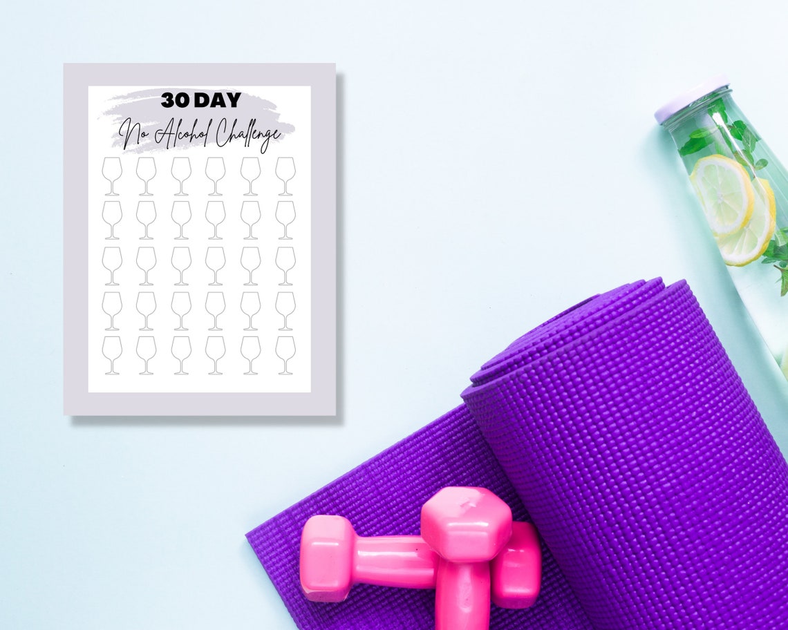 30 DAY NO ALCOHOL Challenge Printable Alcohol Free Challenge Healthy ...