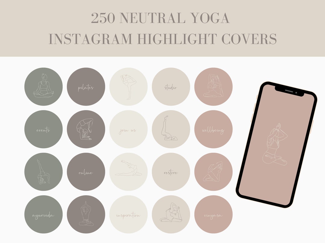 250 YOGA ASANA Instagram Highlight Cover Icons in Neutral Colours 25 ...