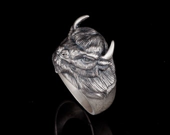 Bison Head Ring - Etsy