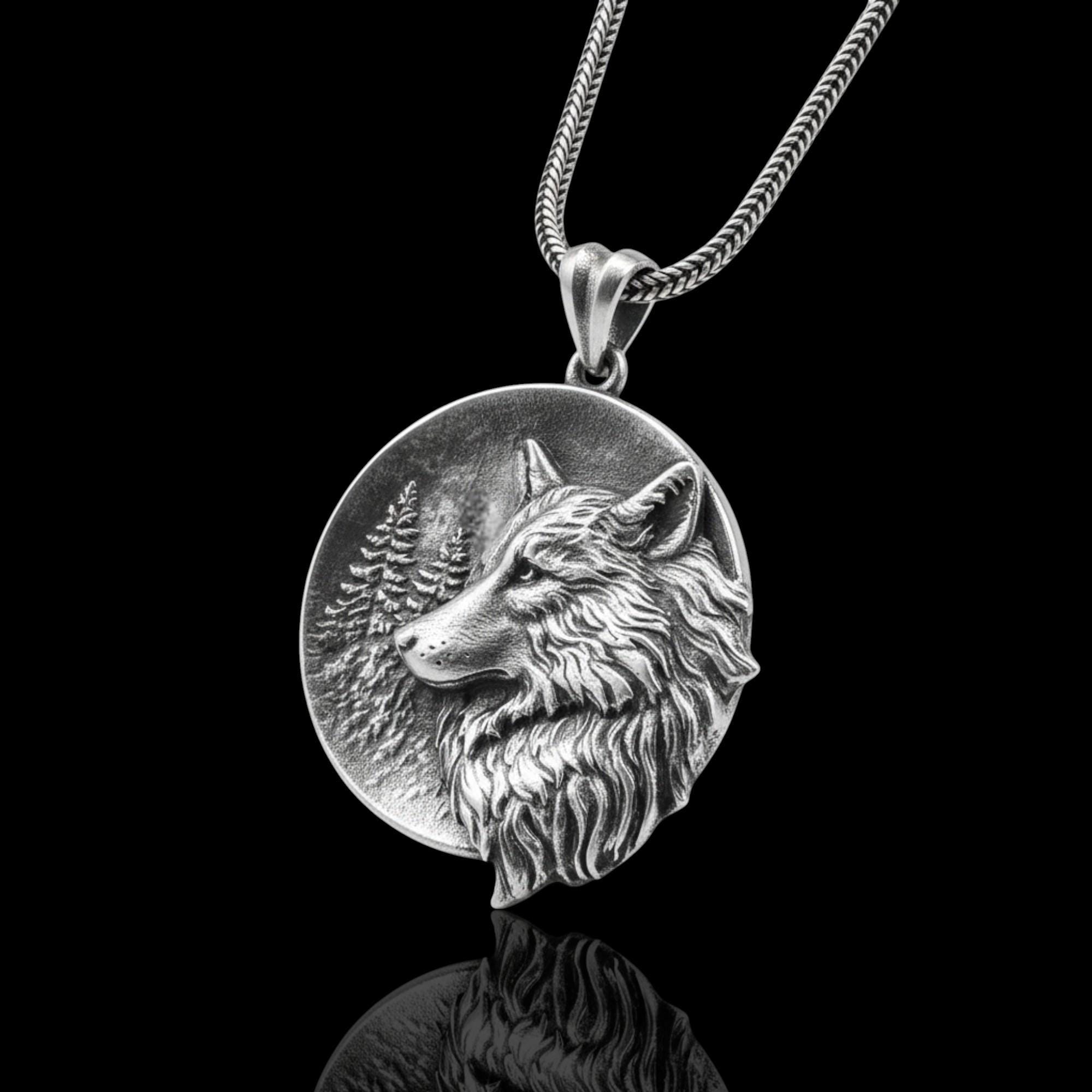 925 Silver Lone Wolf Necklace Pendant, Spirit Animal Jewelry, Gift for ...