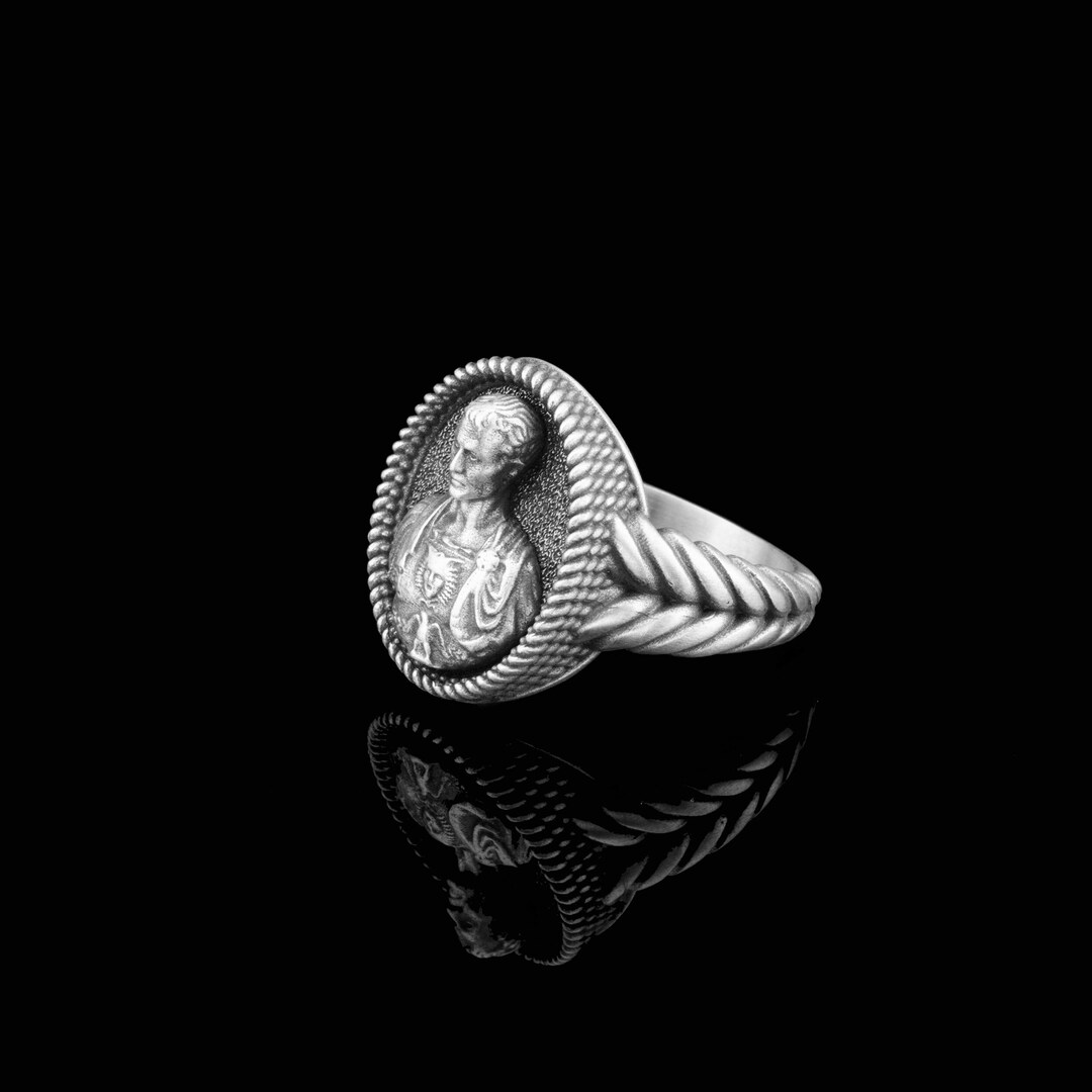 Silver Julius Caesar Ring, Roman Emperor Jewelry, Ancient Rome Gift for ...