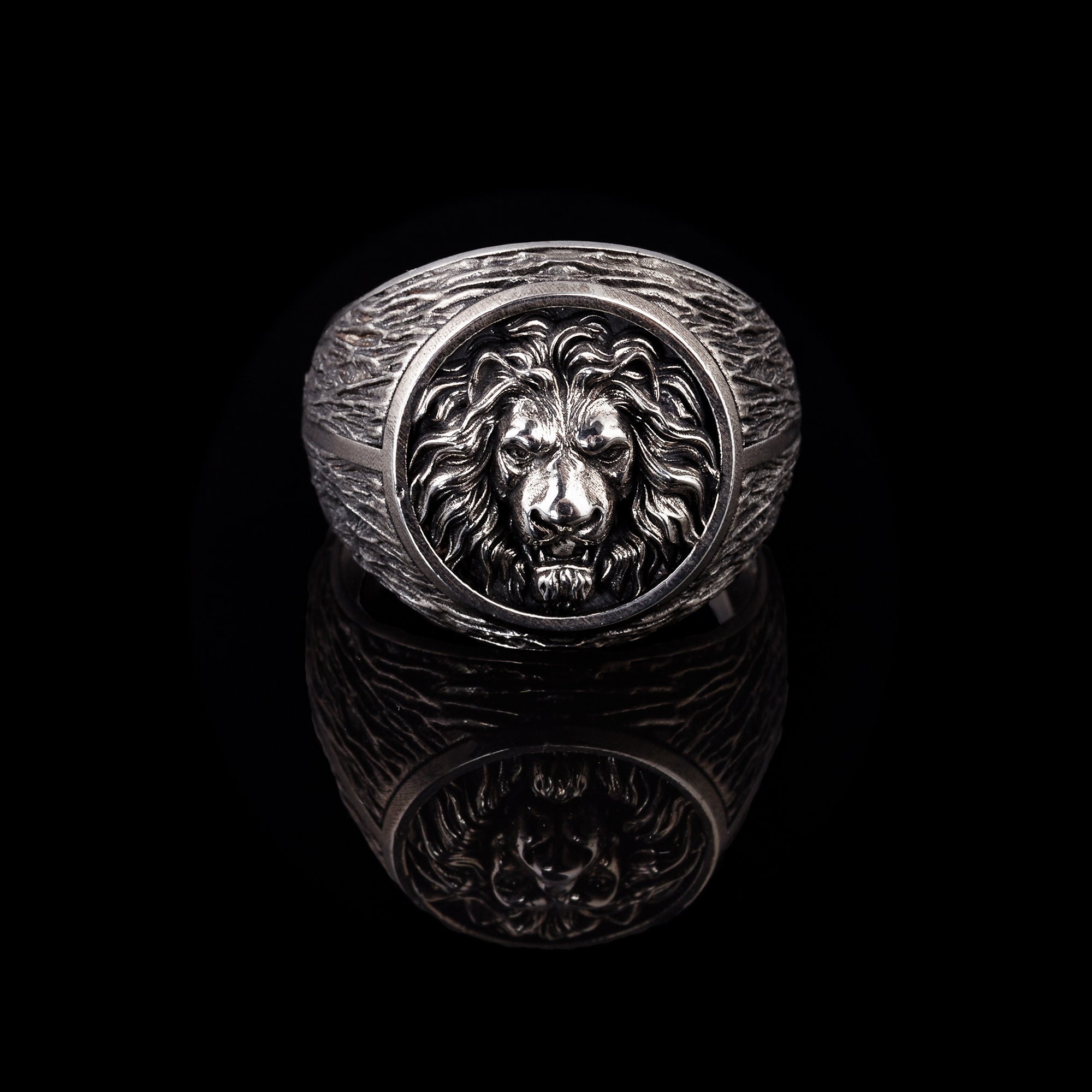 Lion Silver Ring Wild Lion Oxidized Ring Lion Signet Men - Etsy Canada