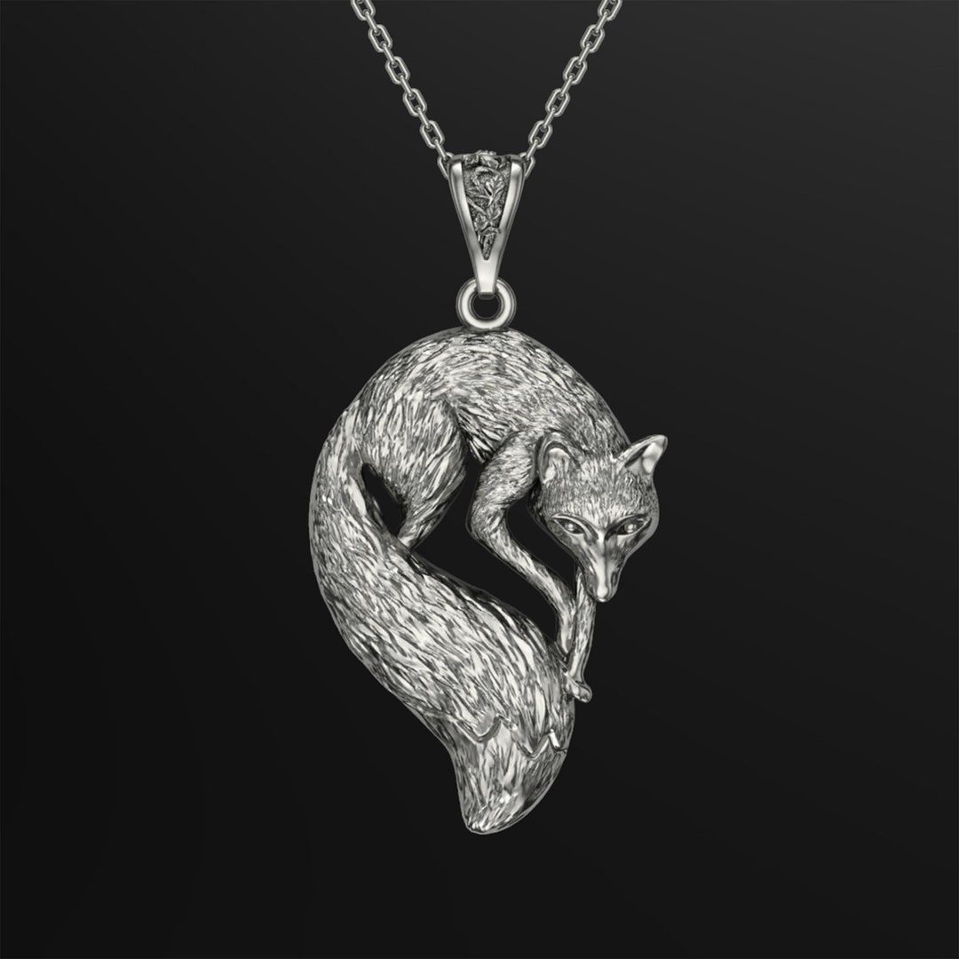 Fox Silver Pendant, Oxidized Fox Necklace, Animal Jewelry, Gift for ...