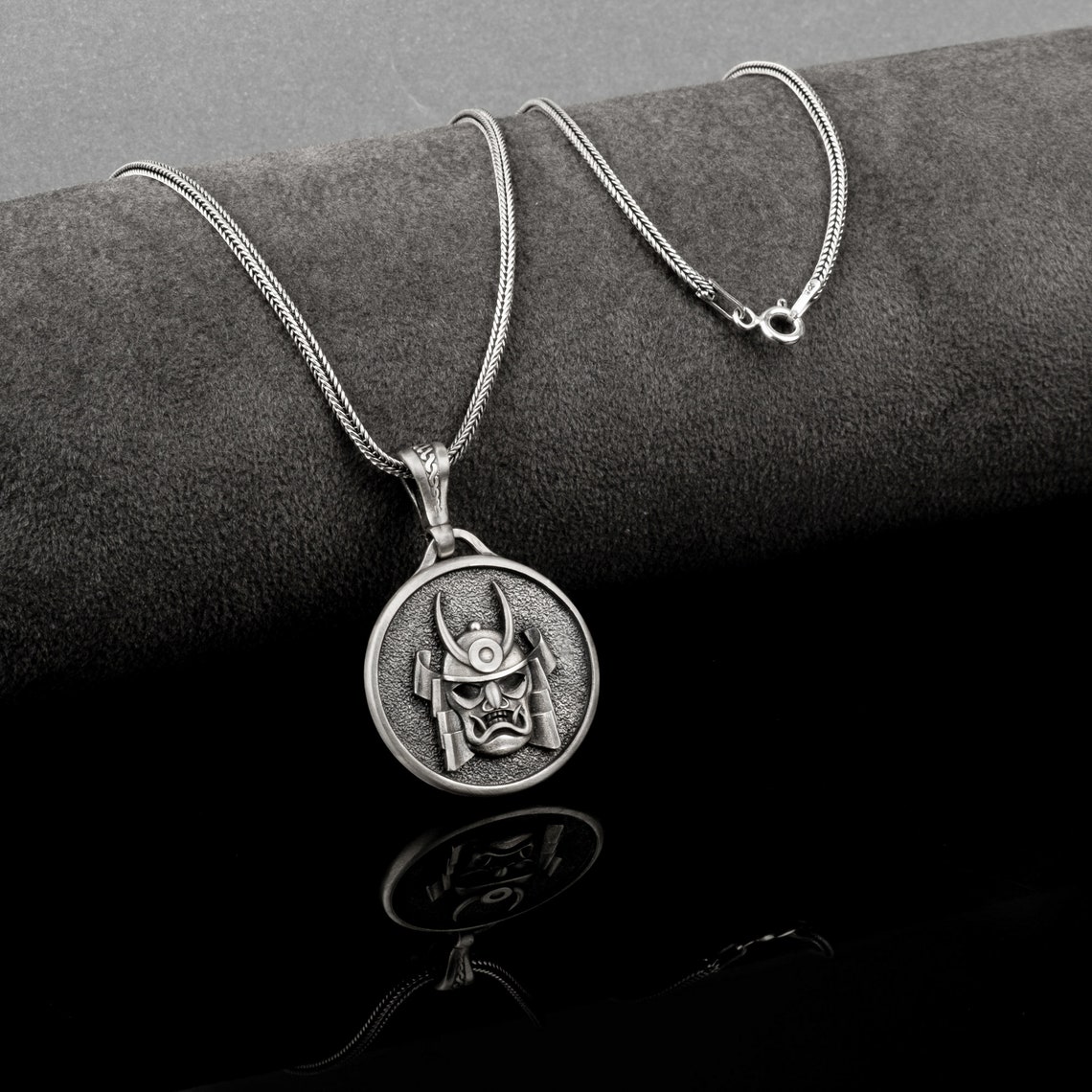 Samurai Mask Necklace, Samurai Charm, Japanese Warrior Pendant ...