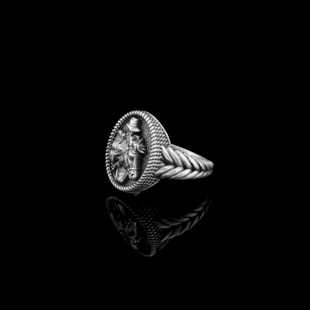 Sterling Silver Cowboy & Horse Ring, Western Jewelry, Personalized Gift ...