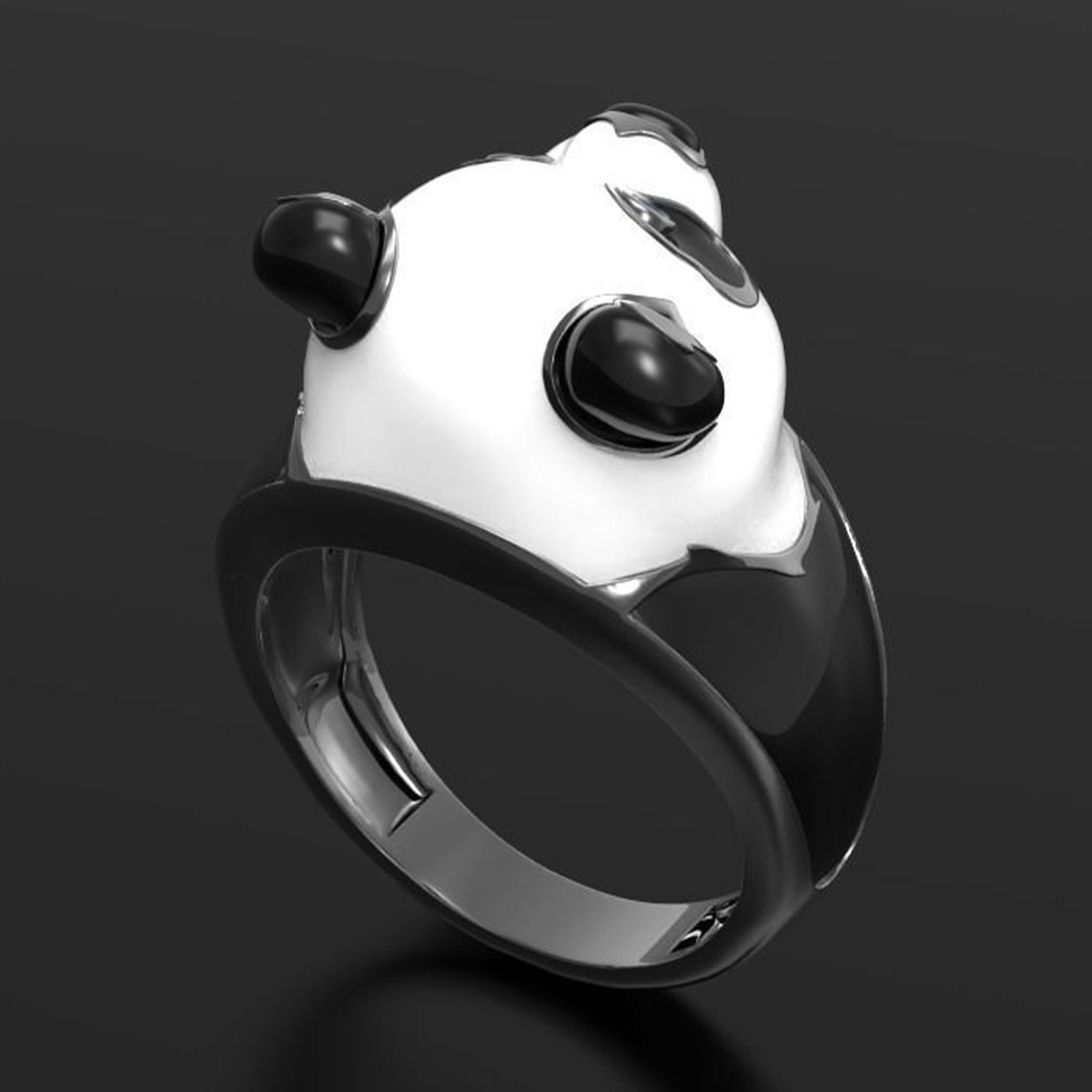 Silber Emaille Panda Ring poliert handgemachte Panda Schmuck | Etsy