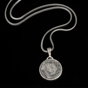Engraved Silver Lion Leo Necklace Pendant, Zodiac Jewelry, Men's Women ...