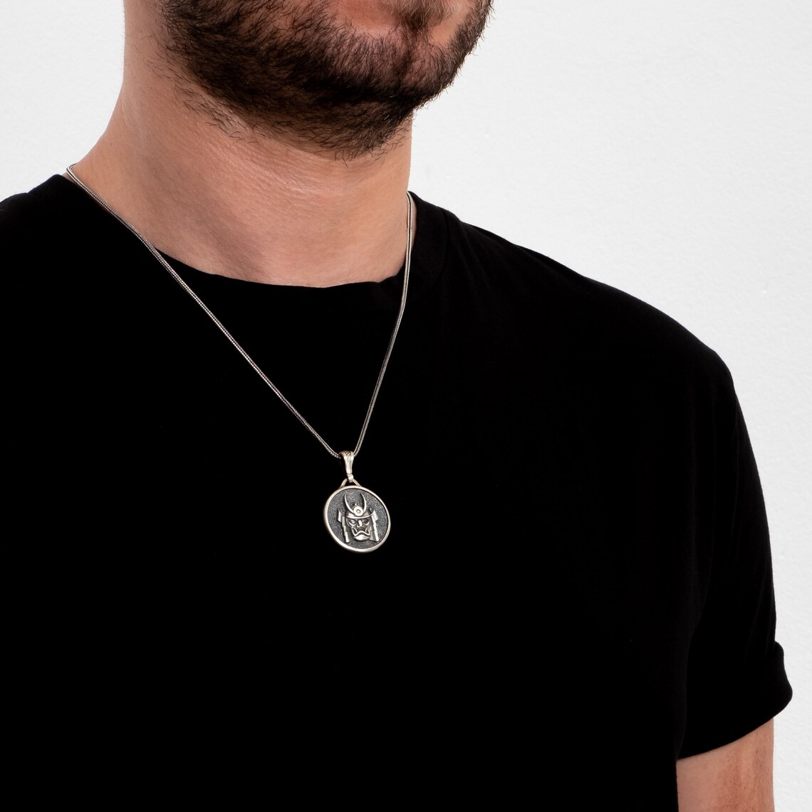 Samurai Mask Necklace, Samurai Charm, Japanese Warrior Pendant ...