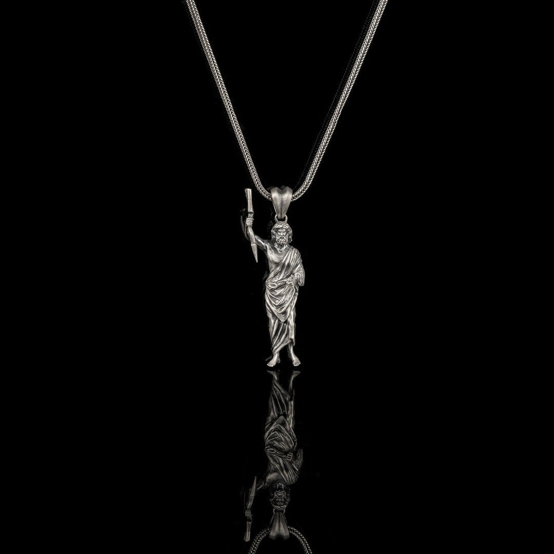 Silver King of the Gods Zeus Necklace, Ancient Greece Mythology Pendant ...