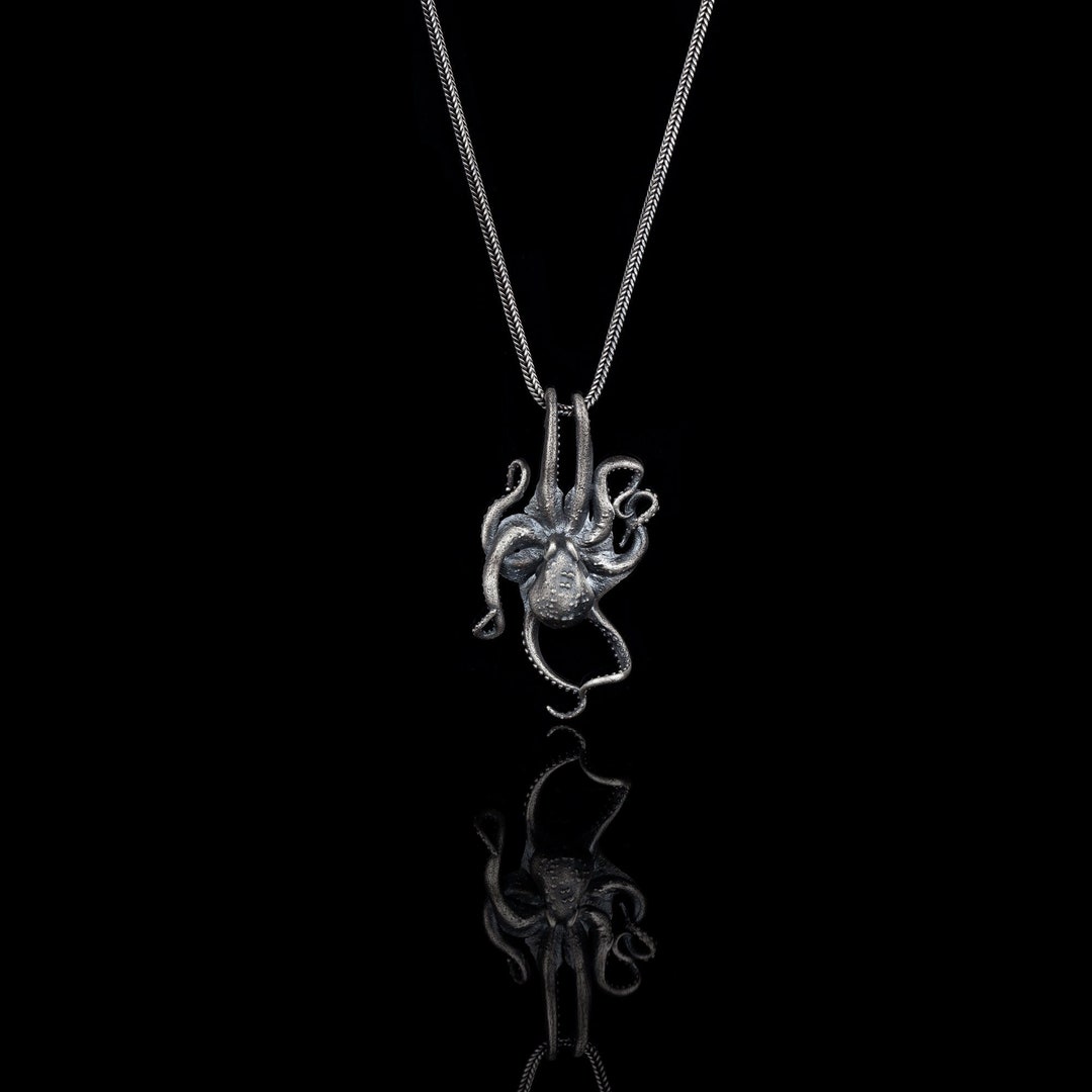 925 Silver Octopus Necklace Pendant , Sea Creature Jewelry, Ocean ...