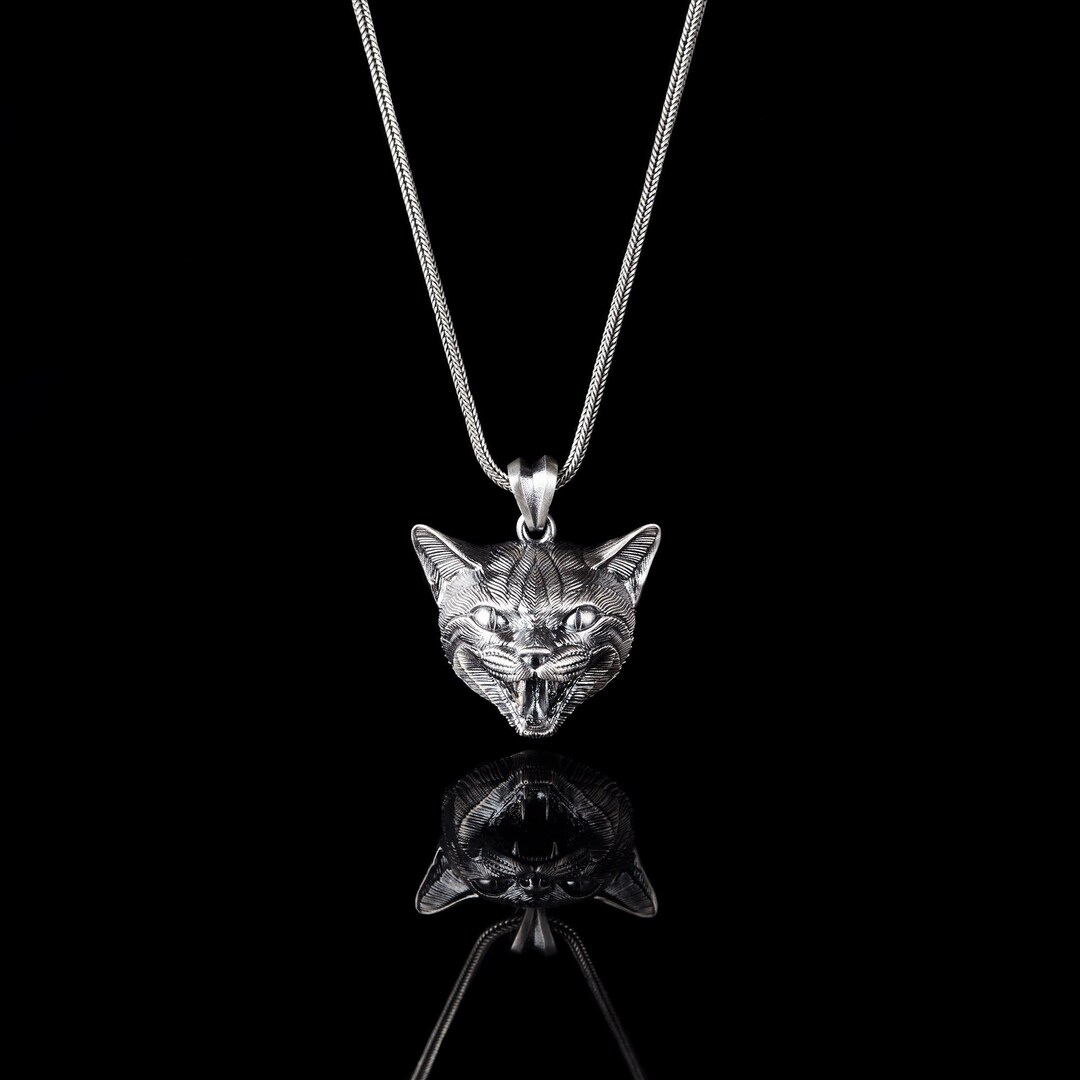 925 Silver Wildcat Necklace, Cat Pendant, Animal Jewelry, Unique Gift ...