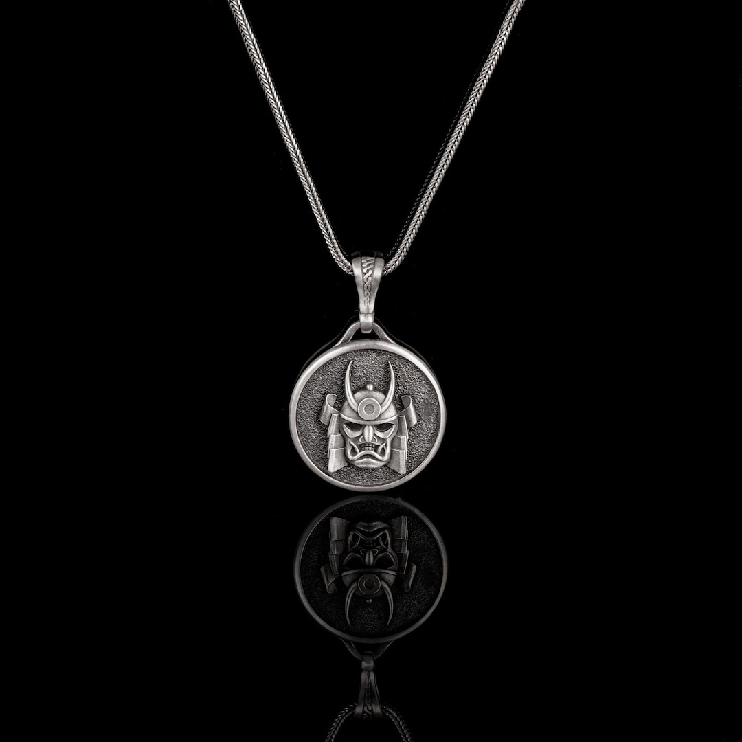 Samurai Mask Necklace, Samurai Charm, Japanese Warrior Pendant ...