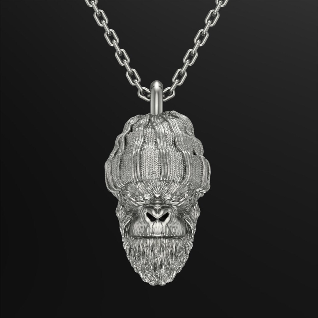 Gorilla Necklace, Silver Oxidized Gorilla Pendant, Monkey Jewelry for ...