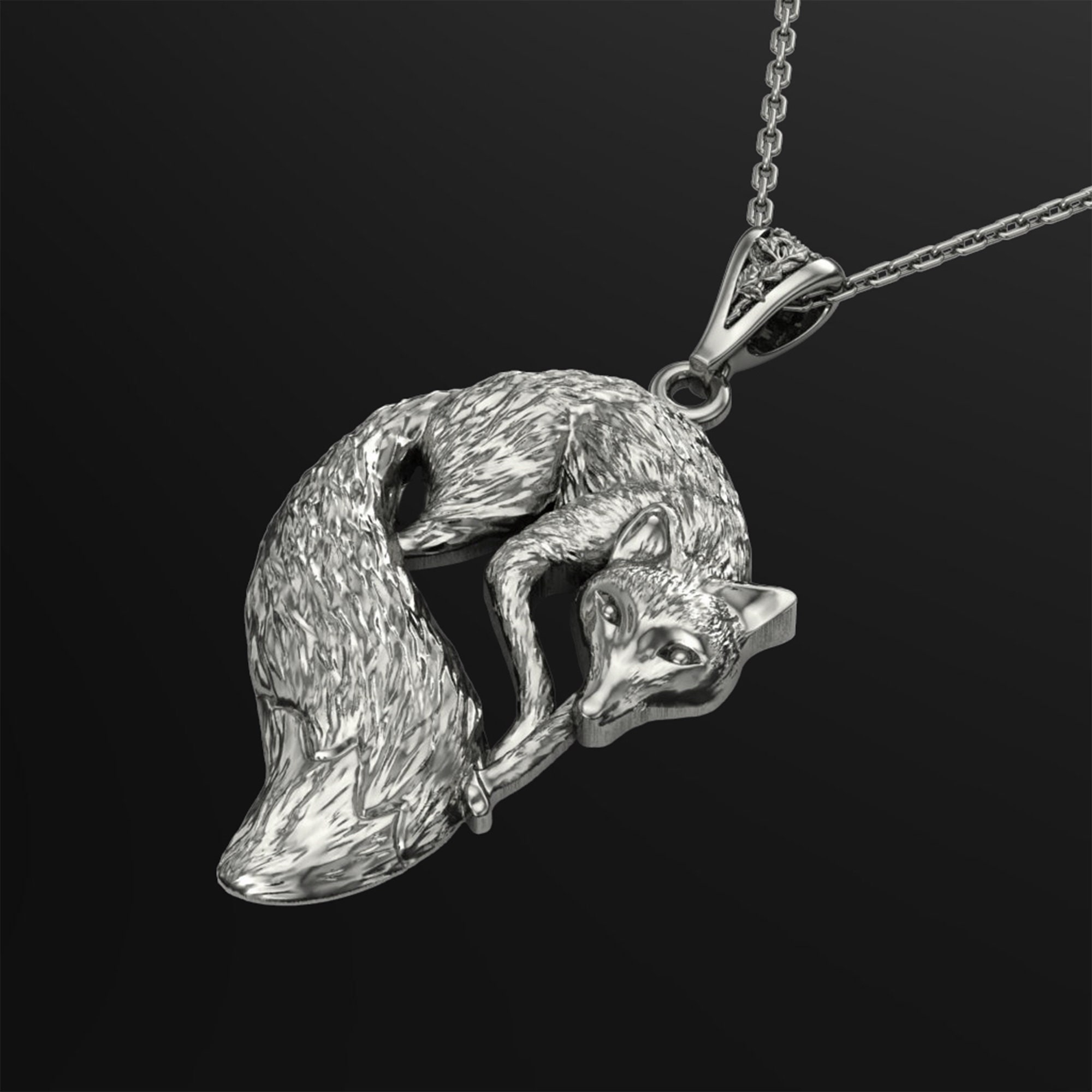 Fox Silver Pendant Oxidized Fox Necklace Animal Jewelry - Etsy