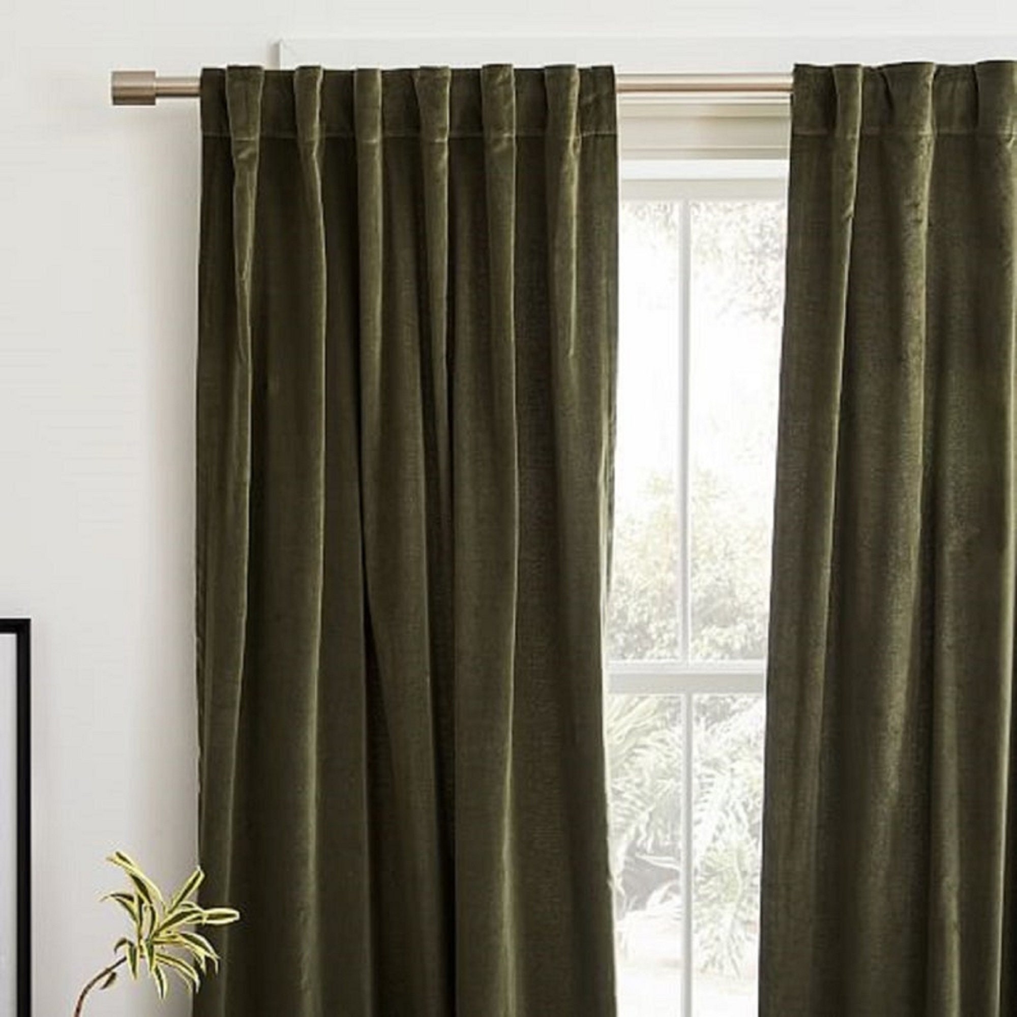 Olive Green Velvet Curtain Living Room Curtain High Quality Etsy