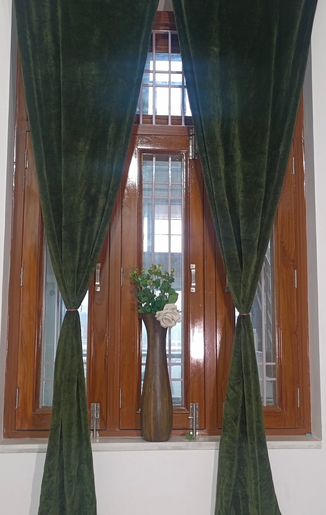 Dark Moss Green Velvet Curtains Window Living Room Curtain Room Curtain ...
