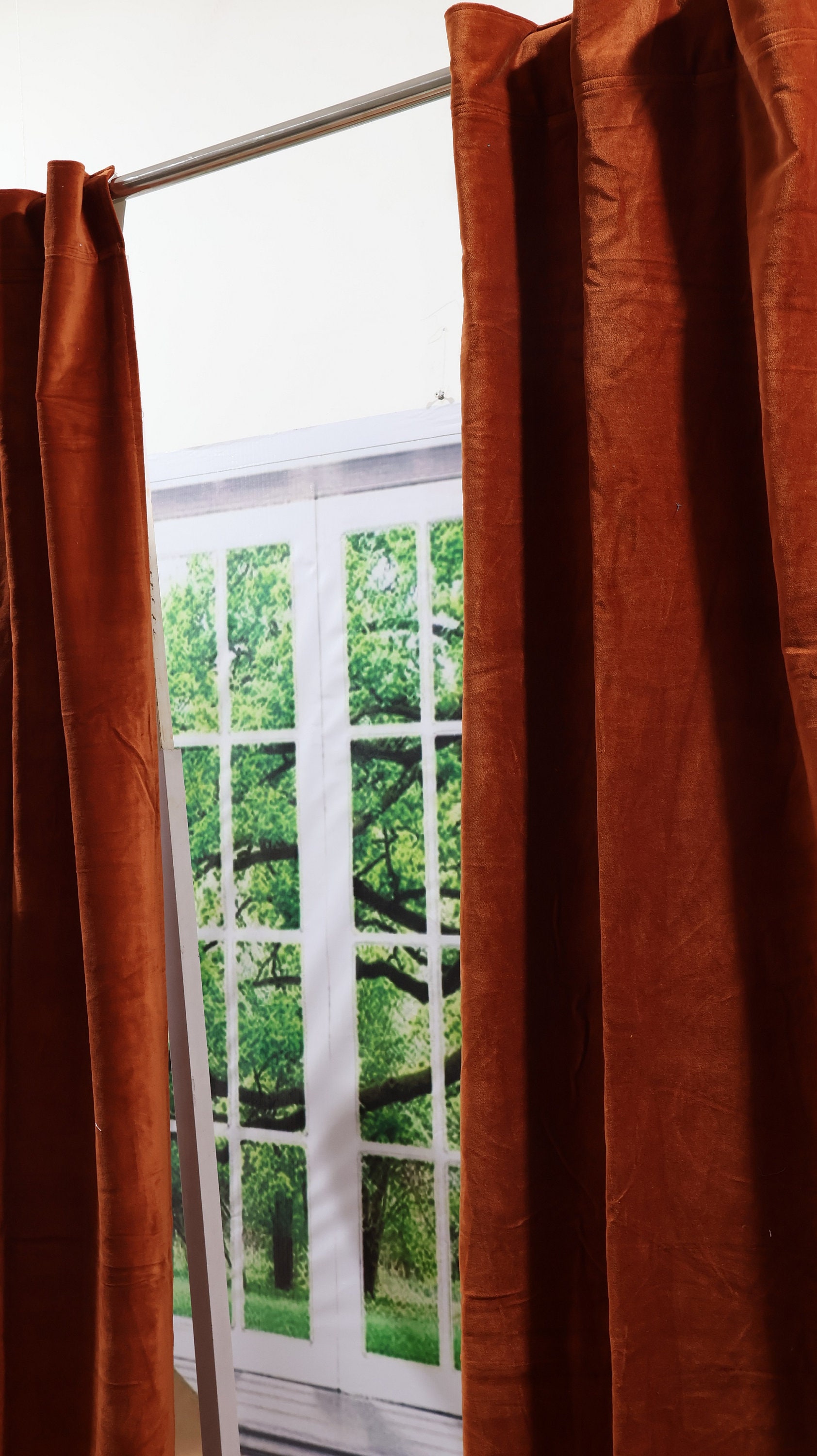 Handmade Rust Velvet Curtain Panels: Farmhouse Window or Door Drapes - Etsy