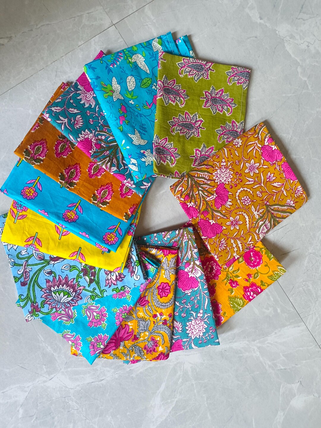 Assorted Block Print Cotton Napkins Beautiful Hand Block Floral Printed ...