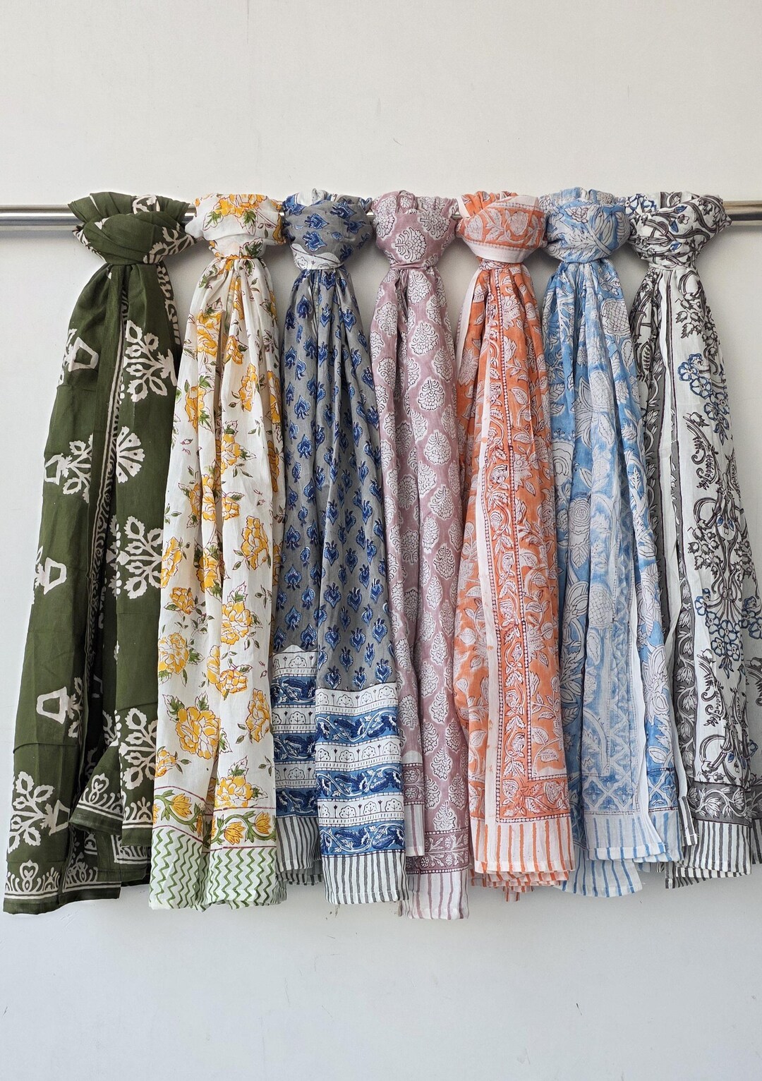 Multi Sarong Bundle Handmade Block Print Cotton Sarongs Beachwear Pareo ...