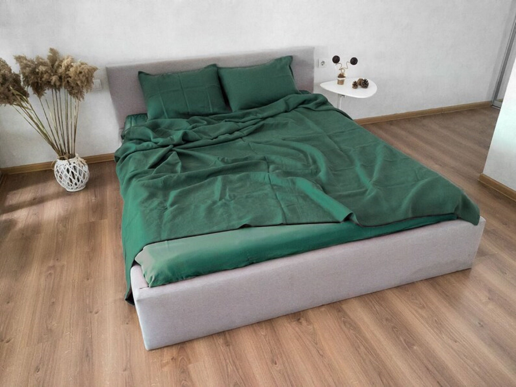 Emerald Green Bedding Set 100% Washed Cotton Duvet Cover - Etsy