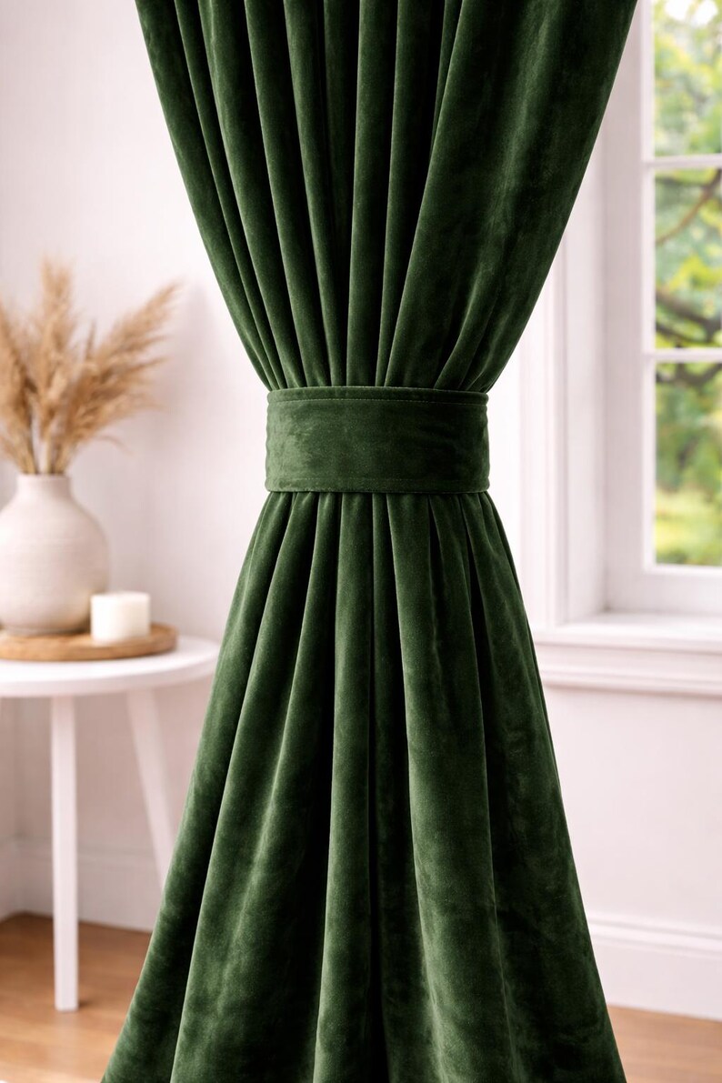 Dark Green Velvet Curtain Luxury Velvet Curtains Velvet Window Curtains ...