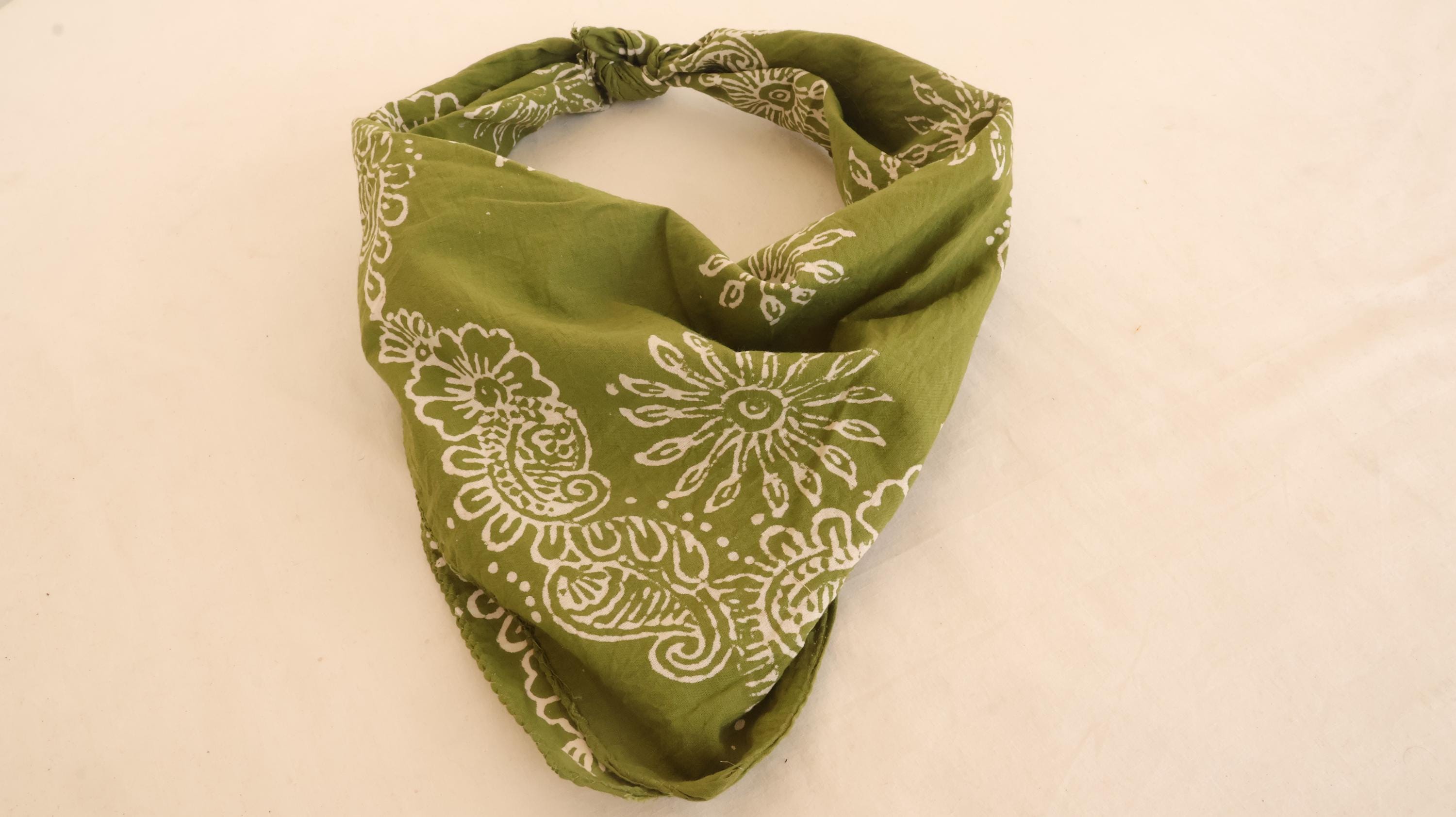 Moss Green Block Print Cotton Bandana: Bohemian Neck Scarf - Etsy