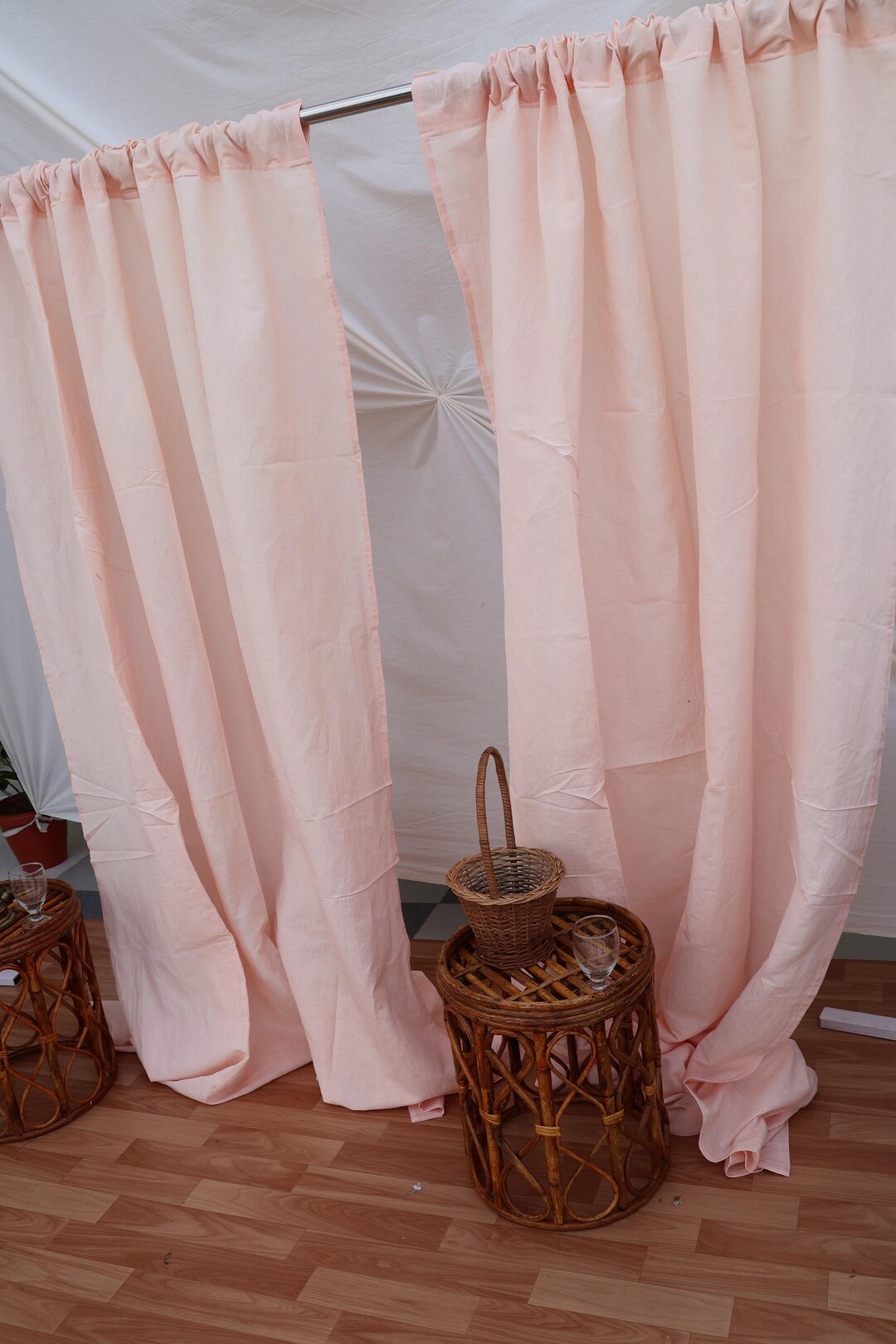 Blush Pink Linen Curtains: Solid Farmhouse Style, Two Panels - Etsy