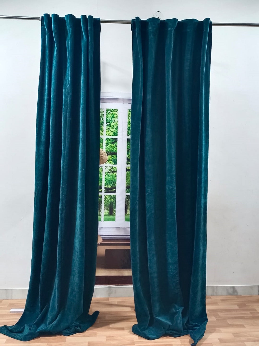 Emerald Green Velvet Curtains Window Living Room Curtain Room Curtain ...