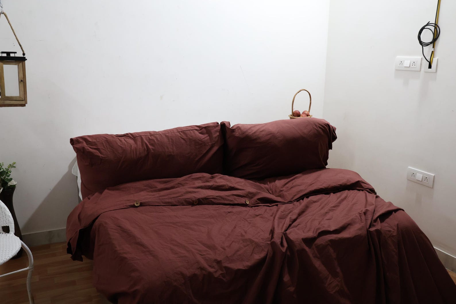 Plum Linen Duvet Cover Set: Stonewashed Red Bedding With Pillowcases - Etsy