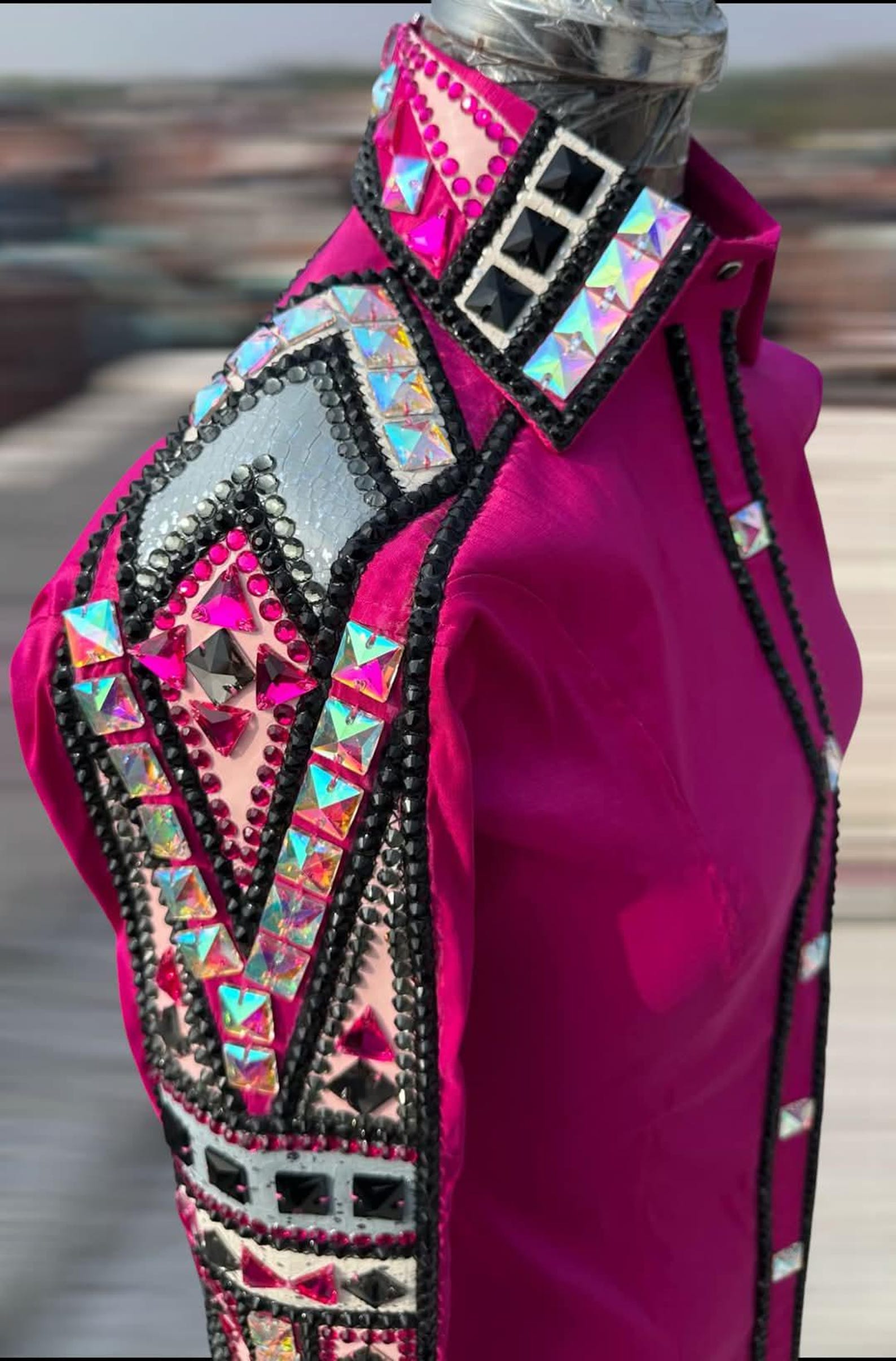 Western Show Shirt .streched Fabric With Glass Stones,southwest Pattern ...