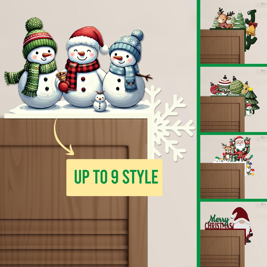 Metal Christmas Door Corner, Santa and Reindeers Corner Decor, Family ...