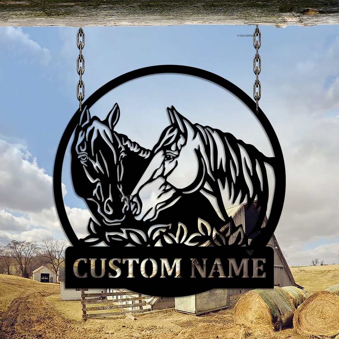 Custom Horses Metal Sign,farm Sign,horse Wall Art,personalized Horse ...
