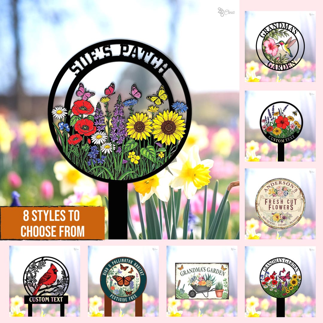 Custom Garden Flower Metal Sign, Wildflower Garden Sign, Gift for ...