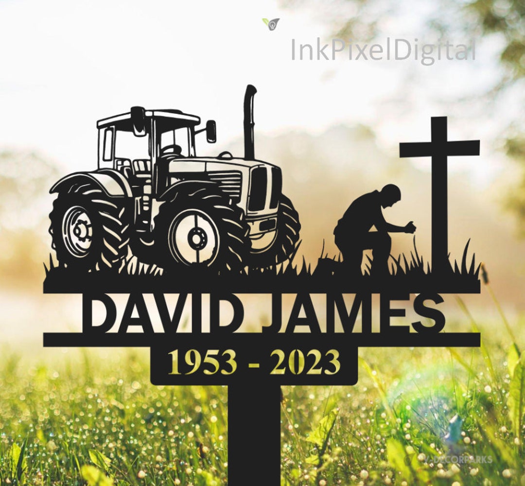 Custom Tractor Memorial Plaque Stake,farmer Memorial Garve Maker ...